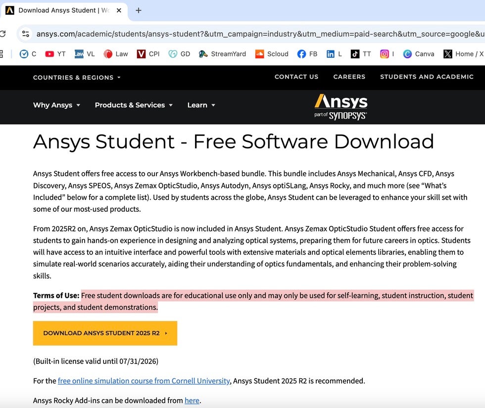 Ansys infringement defenses, downloading Student version from website ...